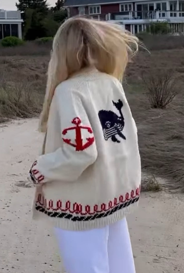 Cape Cod Whale Cardigan | Pink Pineapple Shop