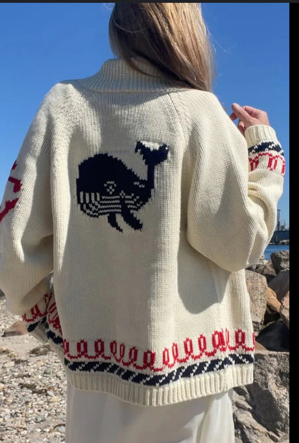 Cape Cod Whale Cardigan | Pink Pineapple Shop