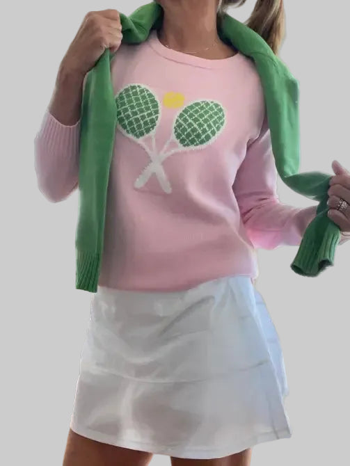 Pink Classic Tennis Sweater | Pink Pineapple Shop